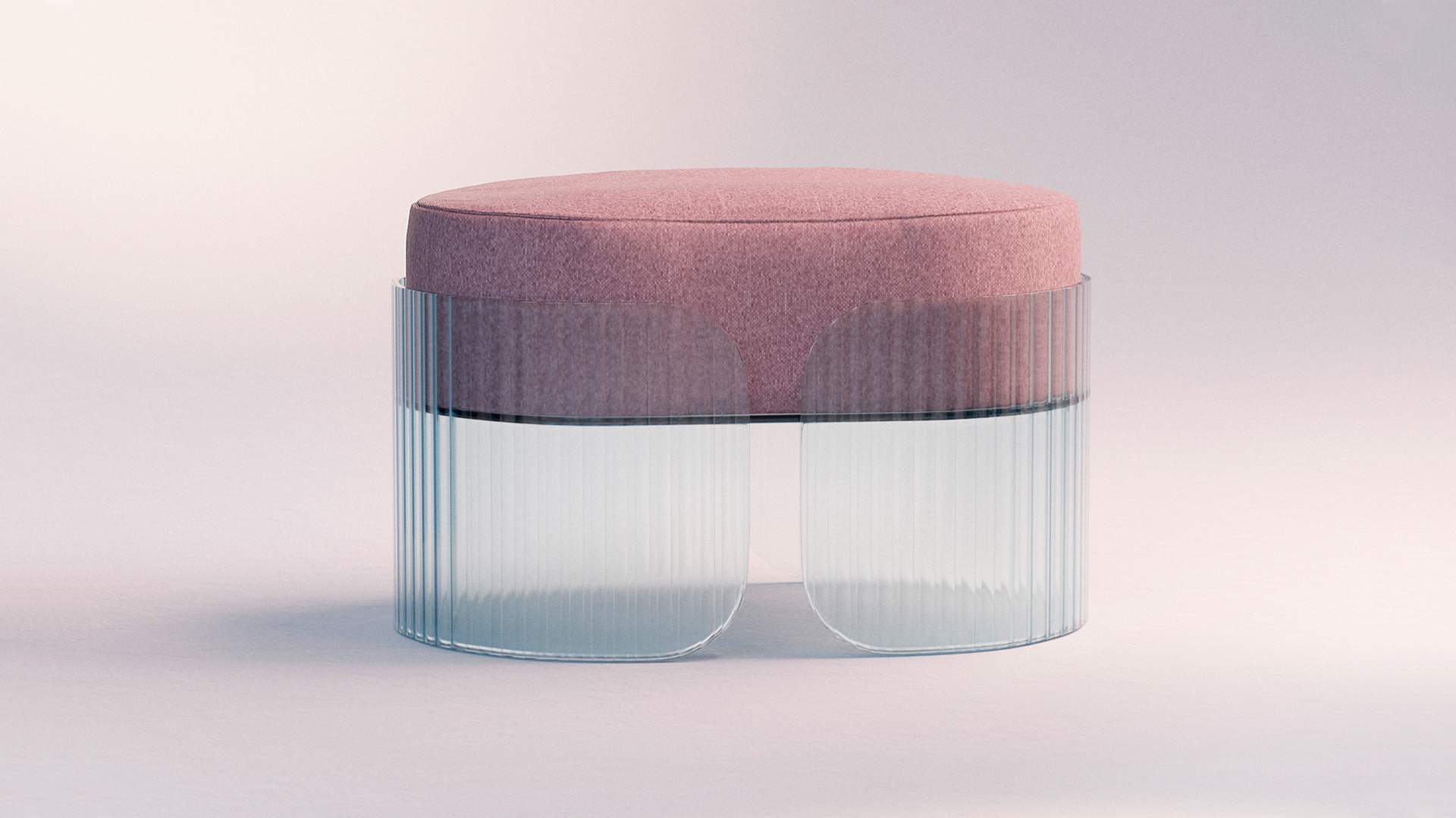 Sublime, fluted glass ottoman | Bina Baitel Studio